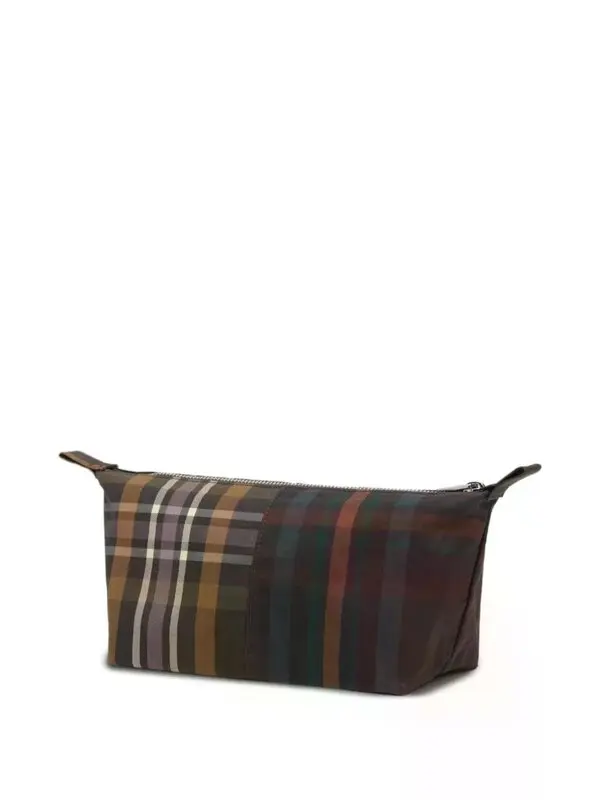 Bimba Y Lola Medium Coated Chocolate Green Tartan Trapecio Make-up Case - Brown