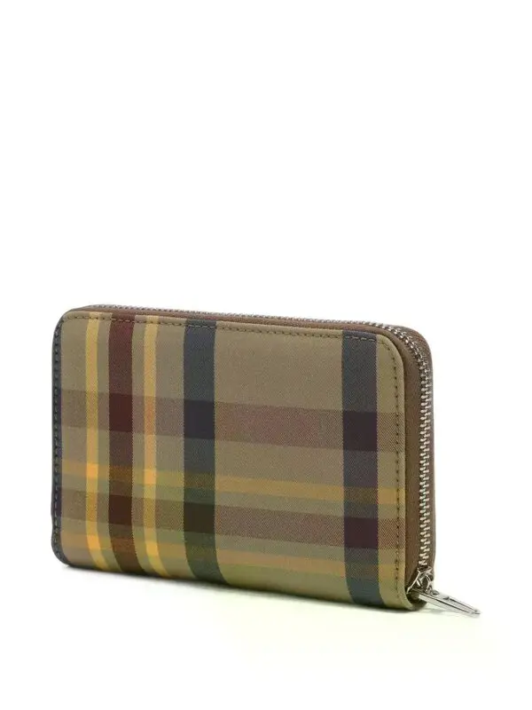 Bimba Y Lola Medium Khaki And Garnet Tartan Jacquard Wallet