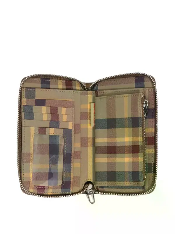 Bimba Y Lola Medium Khaki And Garnet Tartan Jacquard Wallet