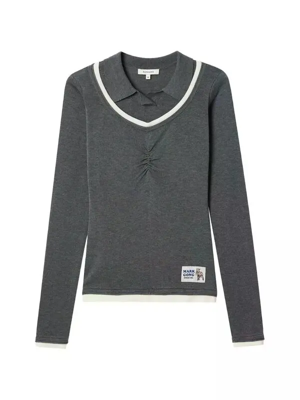 MARKGONG Long-sleeved T-shirt And Polo-collar Tank Top Set
