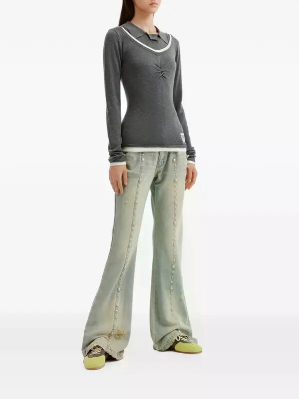 MARKGONG Long-sleeved T-shirt And Polo-collar Tank Top Set