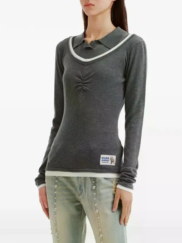 MARKGONG Long-sleeved T-shirt And Polo-collar Tank Top Set