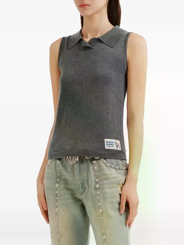 MARKGONG Long-sleeved T-shirt And Polo-collar Tank Top Set