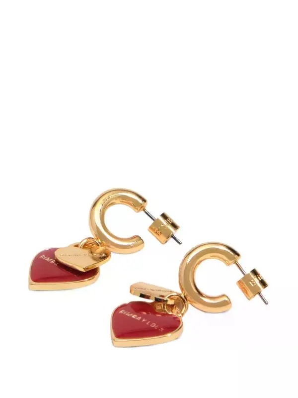 Bimba Y Lola Hoop Earrings With Double Heart Logo In Dark Red