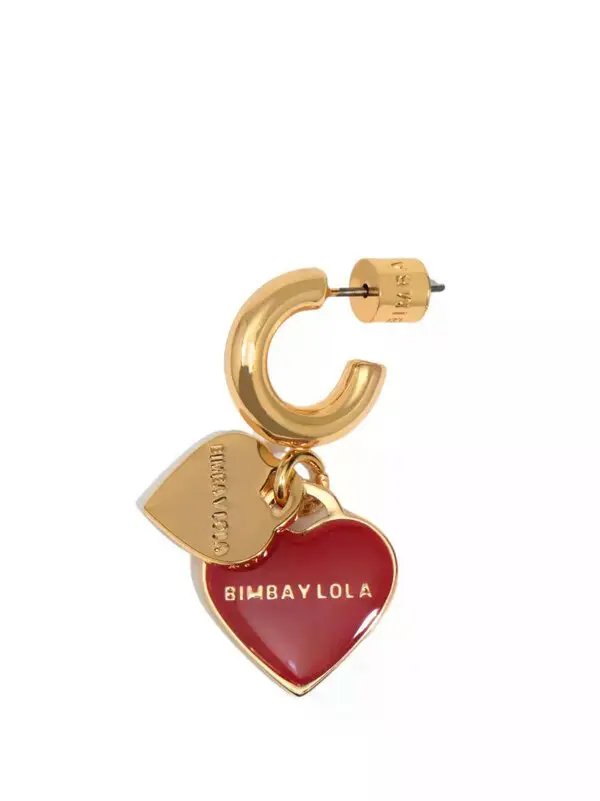 Bimba Y Lola Hoop Earrings With Double Heart Logo In Dark Red