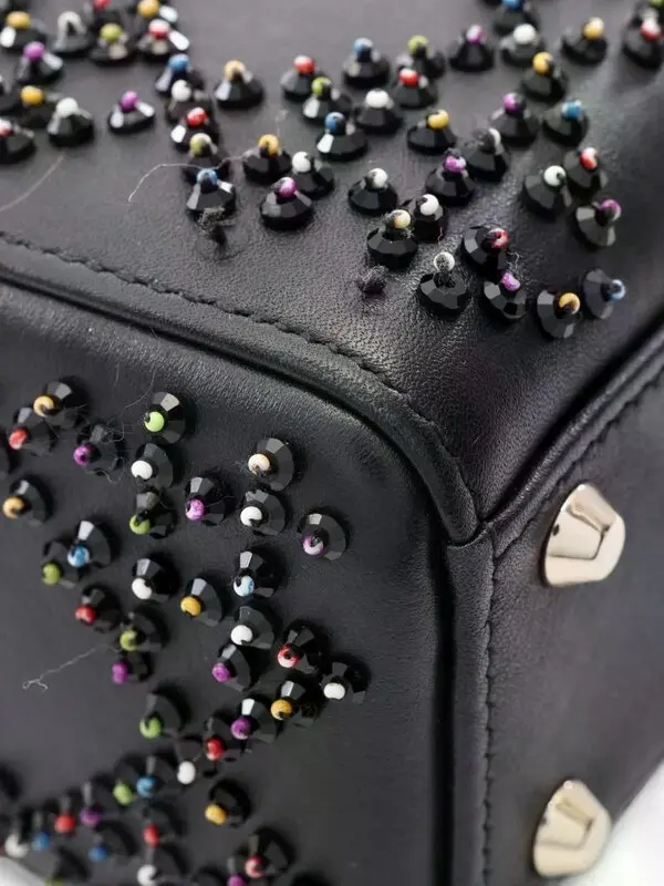 Dior Beaded Cannage Pattern Handbag - Black