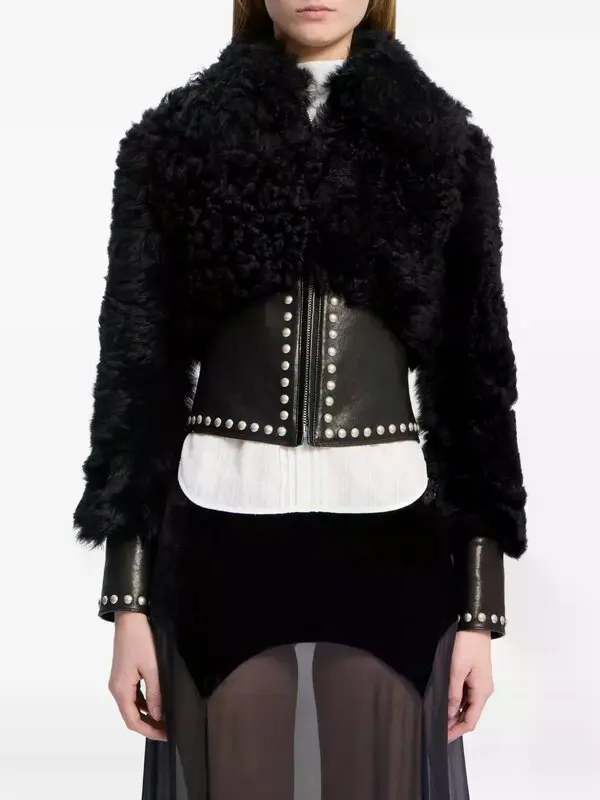 ANN DEMEULEMEESTER Stud-embellished Shearling Jacket