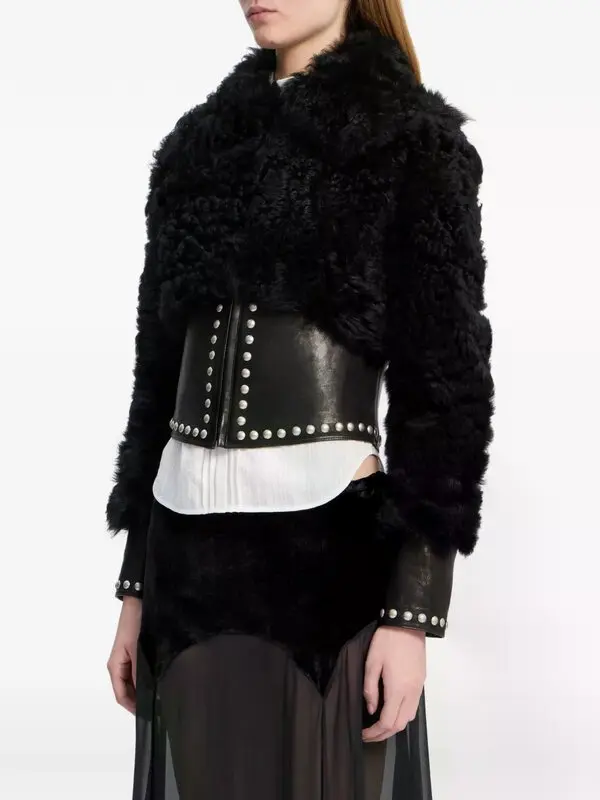 ANN DEMEULEMEESTER Stud-embellished Shearling Jacket