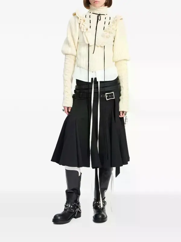 ANN DEMEULEMEESTER Ruffled Cable-knit Sweater