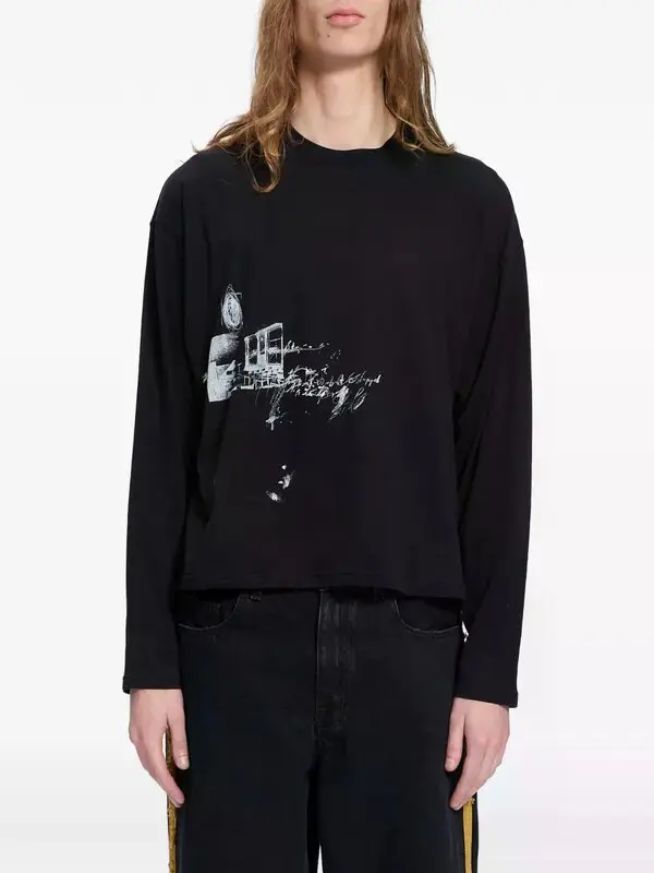 ANN DEMEULEMEESTER Graphic-print Long-sleeve T-shirt - Black