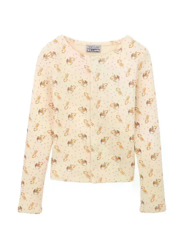 Ashley Williams Graphic-print Cardigan - Neutrals