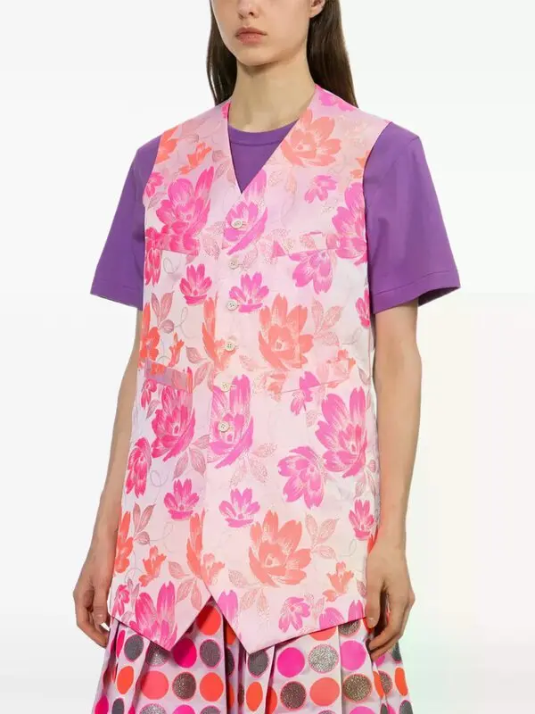 Comme Des Garçons Floral V-neck Vest Coat
