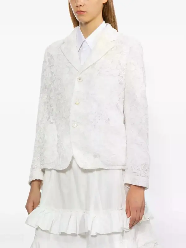 Comme Des Garçons Floral-embroidered Blazer