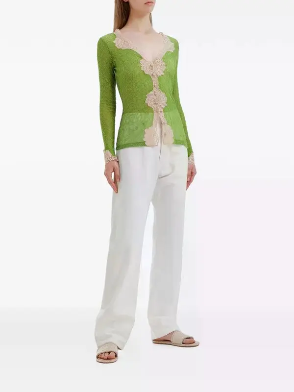 Valentino Garavani Lace-trim Button-up Cardigan
