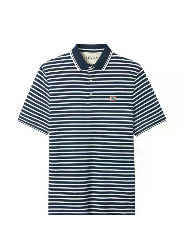 Valentino Garavani Cotton Piqué Polo With Vlogo Patch - Blue