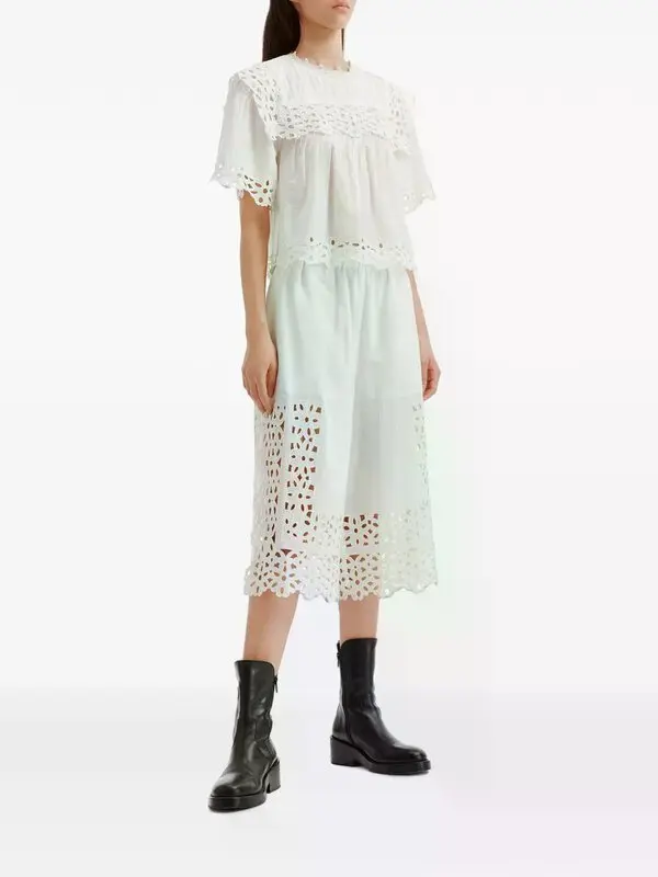 Sea Broderie-anglaise Short-sleeve Blouse