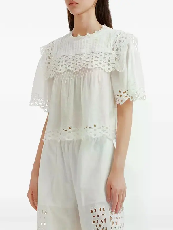 Sea Broderie-anglaise Short-sleeve Blouse