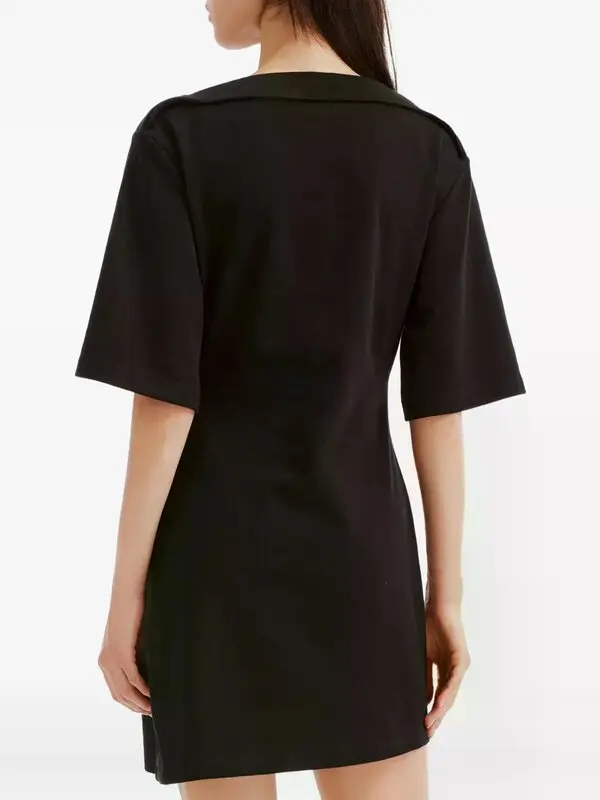 We11Done Logo-print Ruched-detail Mini Dress