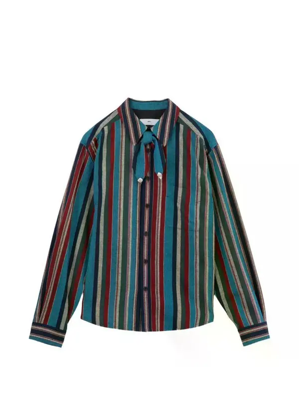 Toga Vertical-stripe Pussy-bow Shirt