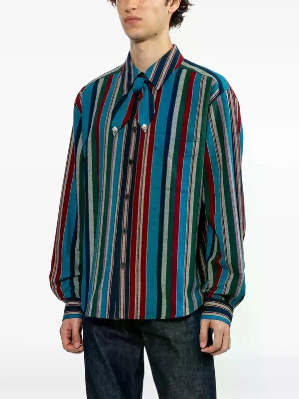 Toga Vertical-stripe Pussy-bow Shirt