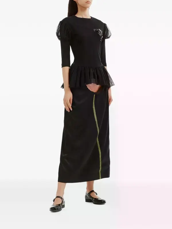 Simone Rocha Embellished Peplum Top - Black