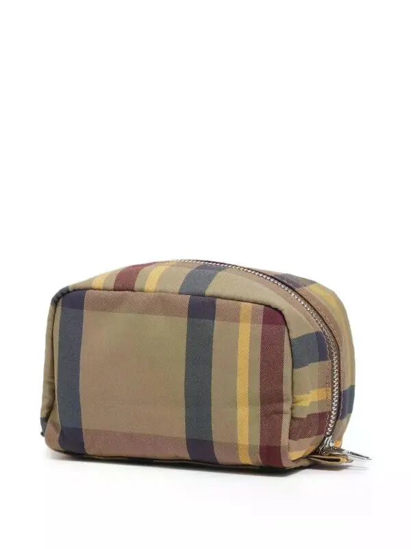 Bimba Y Lola Khaki And Garnet Tartan Jacquard Mini Make-up Case