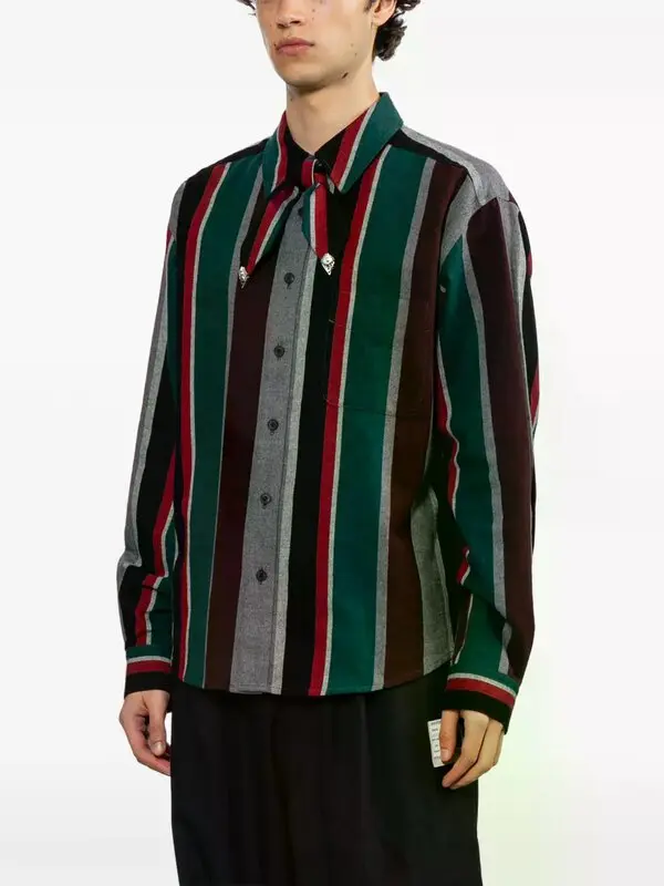 Toga Striped Scarf-detail Shirt