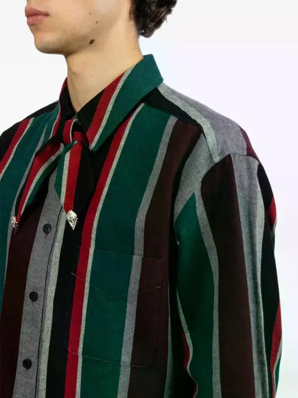 Toga Striped Scarf-detail Shirt