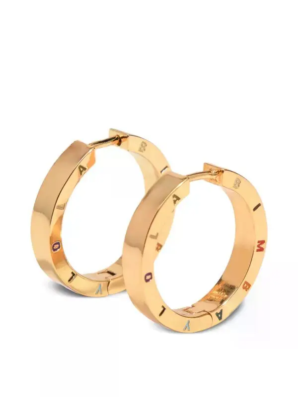 Bimba Y Lola Large Hoop Earrings With Multicolored Logo