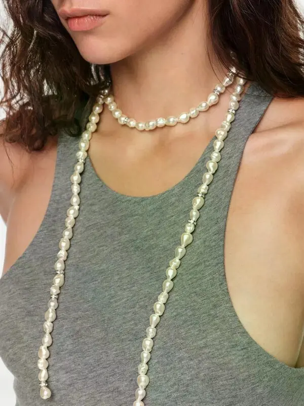 Bimba Y Lola Pearl And Crystal -tone Necklace - Silver