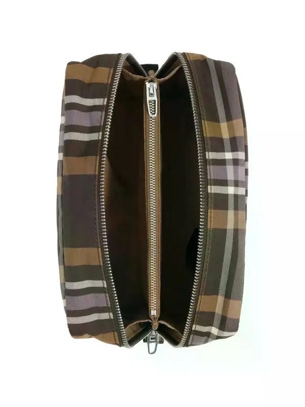 Bimba Y Lola Medium Hunter Green Tartan Jacquard Make-up Case