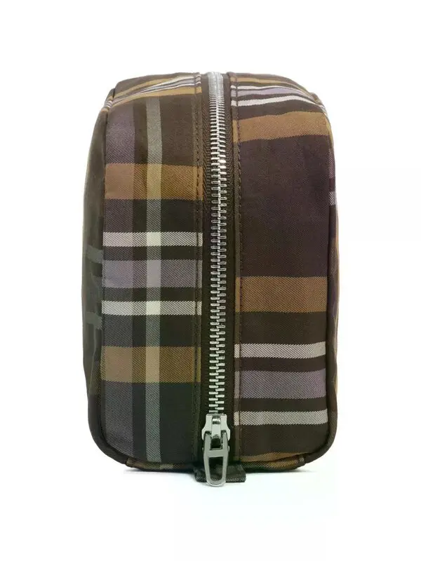 Bimba Y Lola Medium Hunter Green Tartan Jacquard Make-up Case