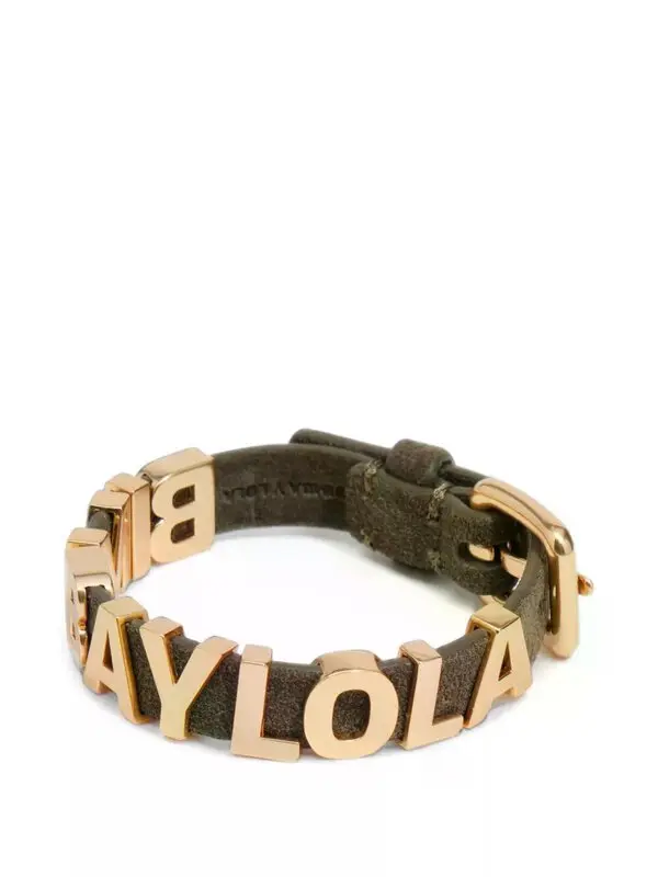 Bimba Y Lola Gold Logo Bracelet With Olive Suede Strap