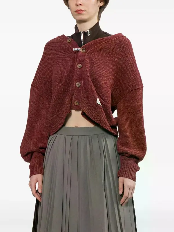 Mihara Yasuhiro Distressed Cable-knit Cardigan