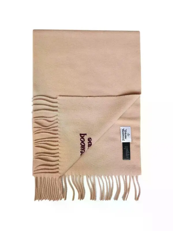 VIVIENNE WESTWOOD Embroidered-logo Fringed Scarf