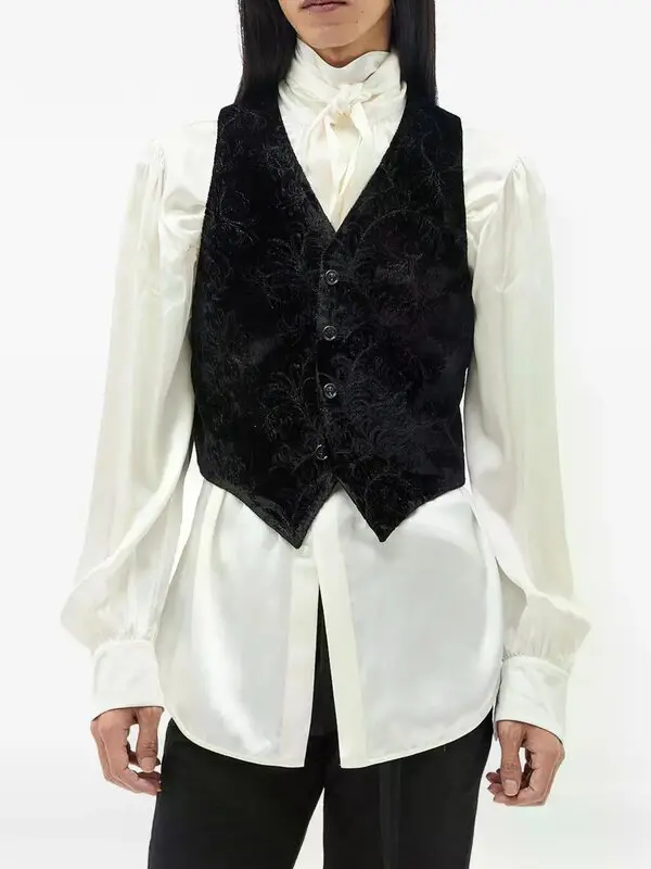 ANN DEMEULEMEESTER Kaare Paisley-embroidered Velvet Waistcoat - Black