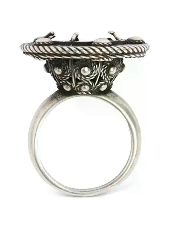 ANN DEMEULEMEESTER Engraved Stone-embellished Ring - Silver