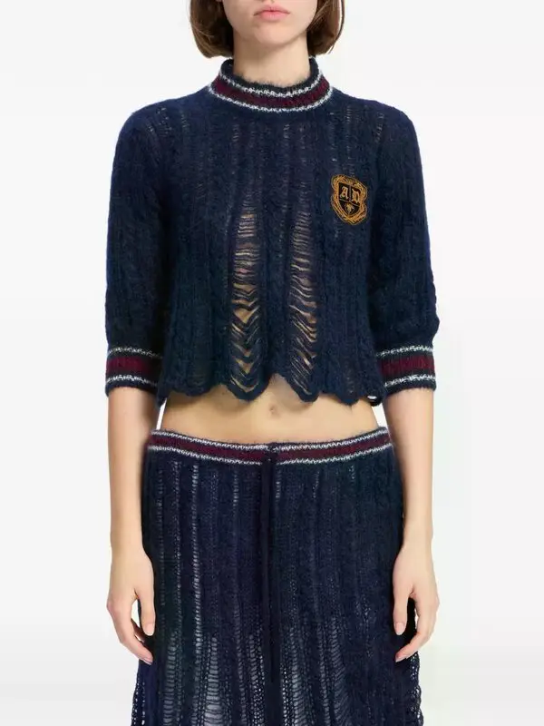 ANN DEMEULEMEESTER Distressed Cable-knit Sweater