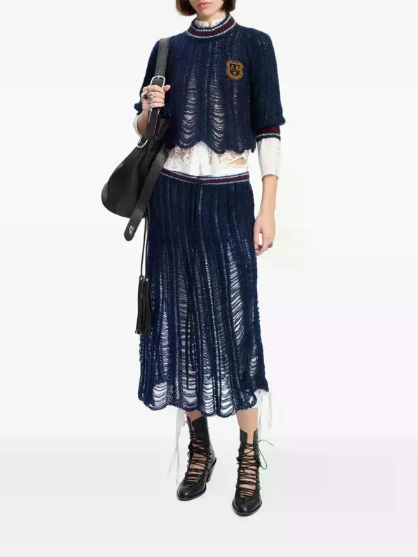 ANN DEMEULEMEESTER Distressed Cable-knit Sweater