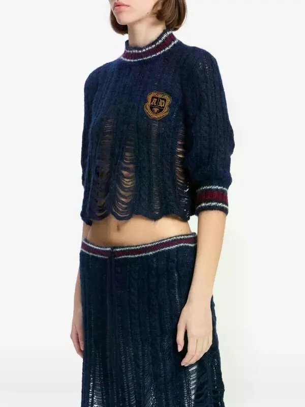 ANN DEMEULEMEESTER Distressed Cable-knit Sweater