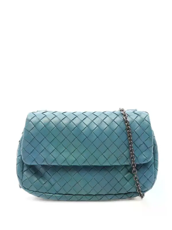 Bottega Veneta 2000s Intrecciato Chain Shoulder Bag - Blue