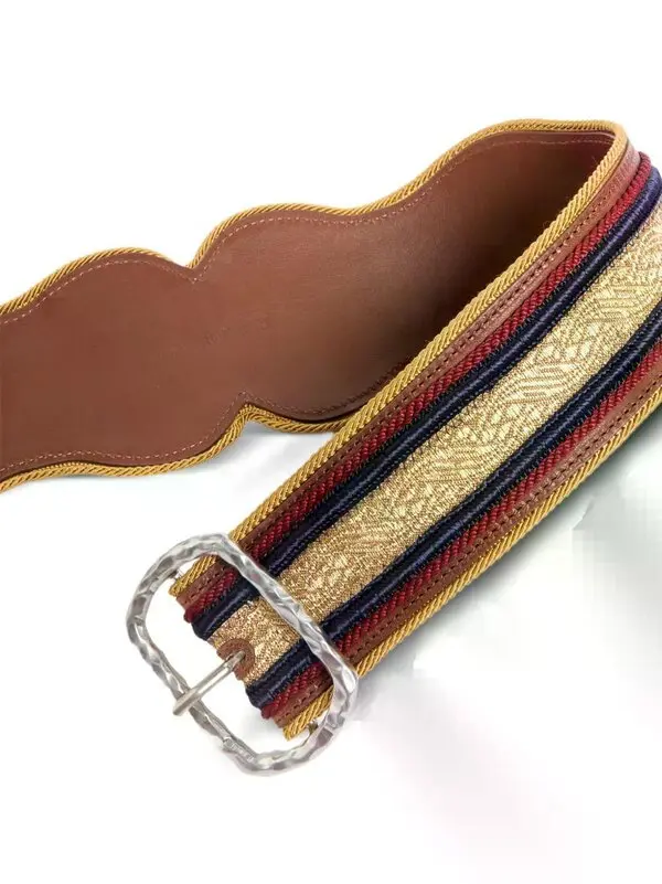 ANN DEMEULEMEESTER Regimental Jacquard Scalloped-edge Belt