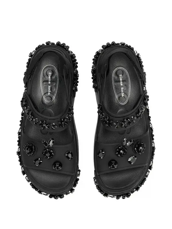 CROCS Simone Rocha X Embellished Floral Platform Sandals - Black