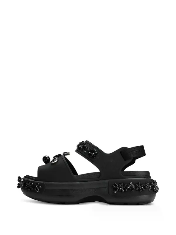 CROCS Simone Rocha X Embellished Floral Platform Sandals - Black