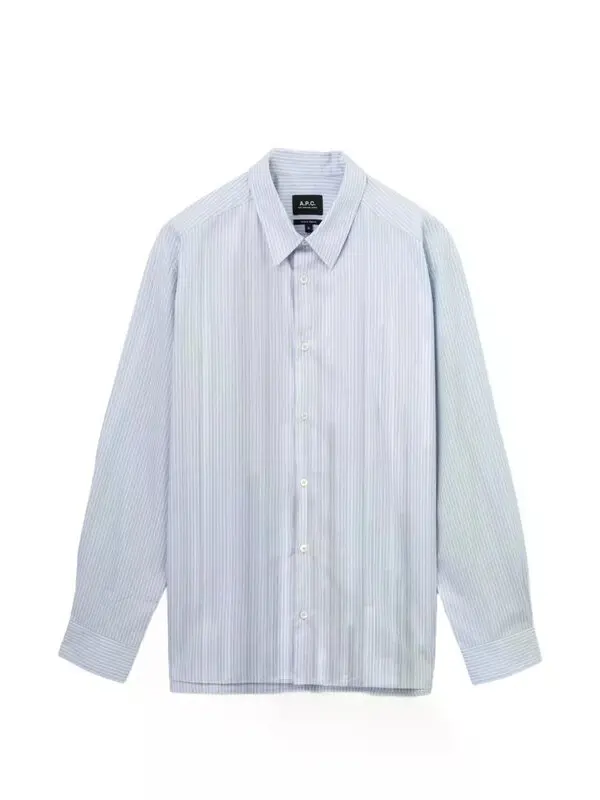 A.p.c. Vertical-stripe Long-sleeve Shirt - Blue