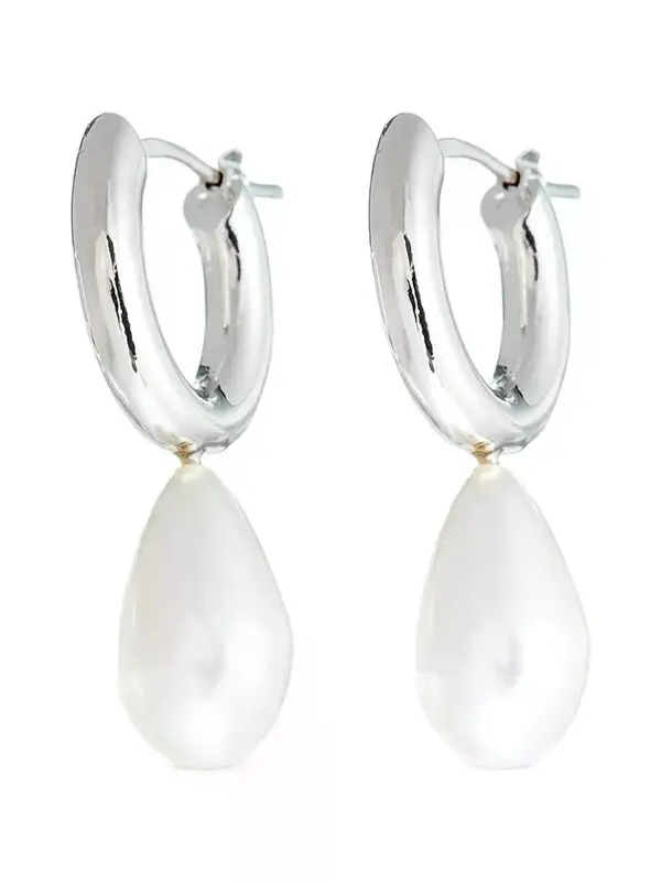 Simone Rocha Pearl-pendant Hoop Earrings - Silver