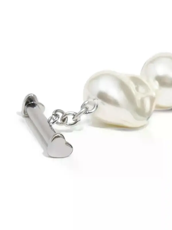Bimba Y Lola Chain And Pearl Black Heart Bracelet