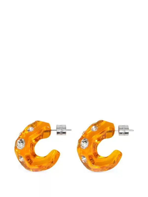 Bimba Y Lola Amber Resin And Crystals Hoop Earrings - Orange