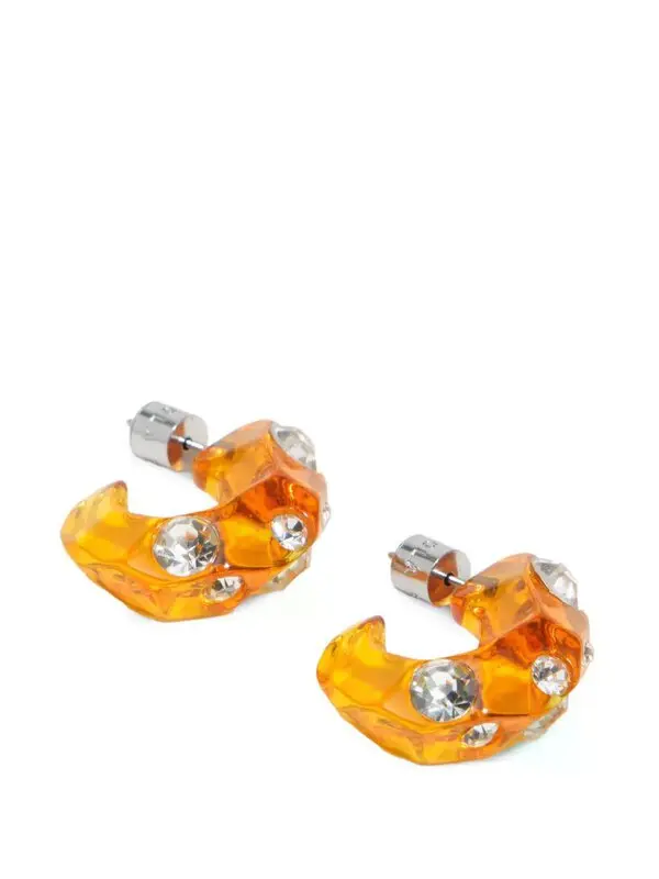 Bimba Y Lola Amber Resin And Crystals Hoop Earrings