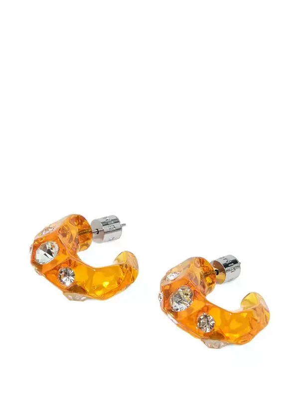 Bimba Y Lola Amber Resin And Crystals Hoop Earrings